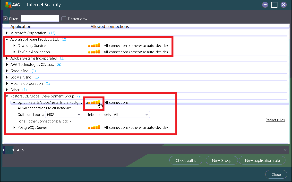 Cannot connect to Database - AVG Firewall - Knowledge Base - TaxCalc